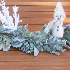 5' Winter Table Greenery Snowman Winter Table Decor Lamb's Ear ...