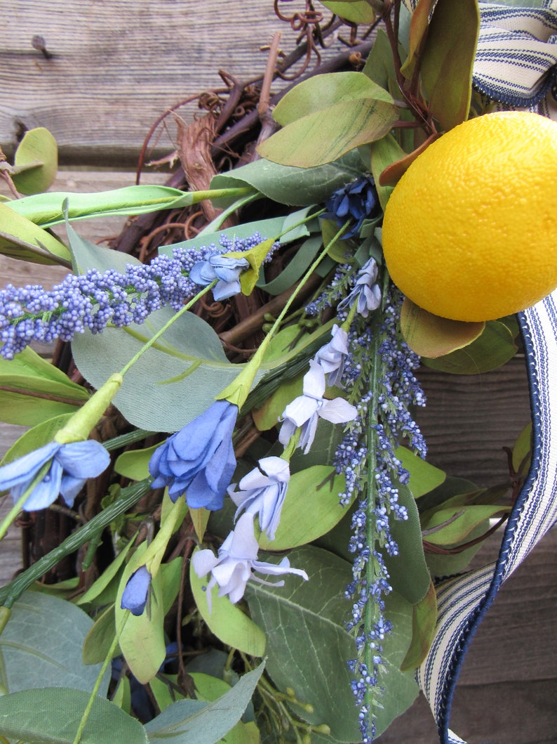 22 Lemon Greenery Wreath Lavender Lemon Door Decor - Etsy