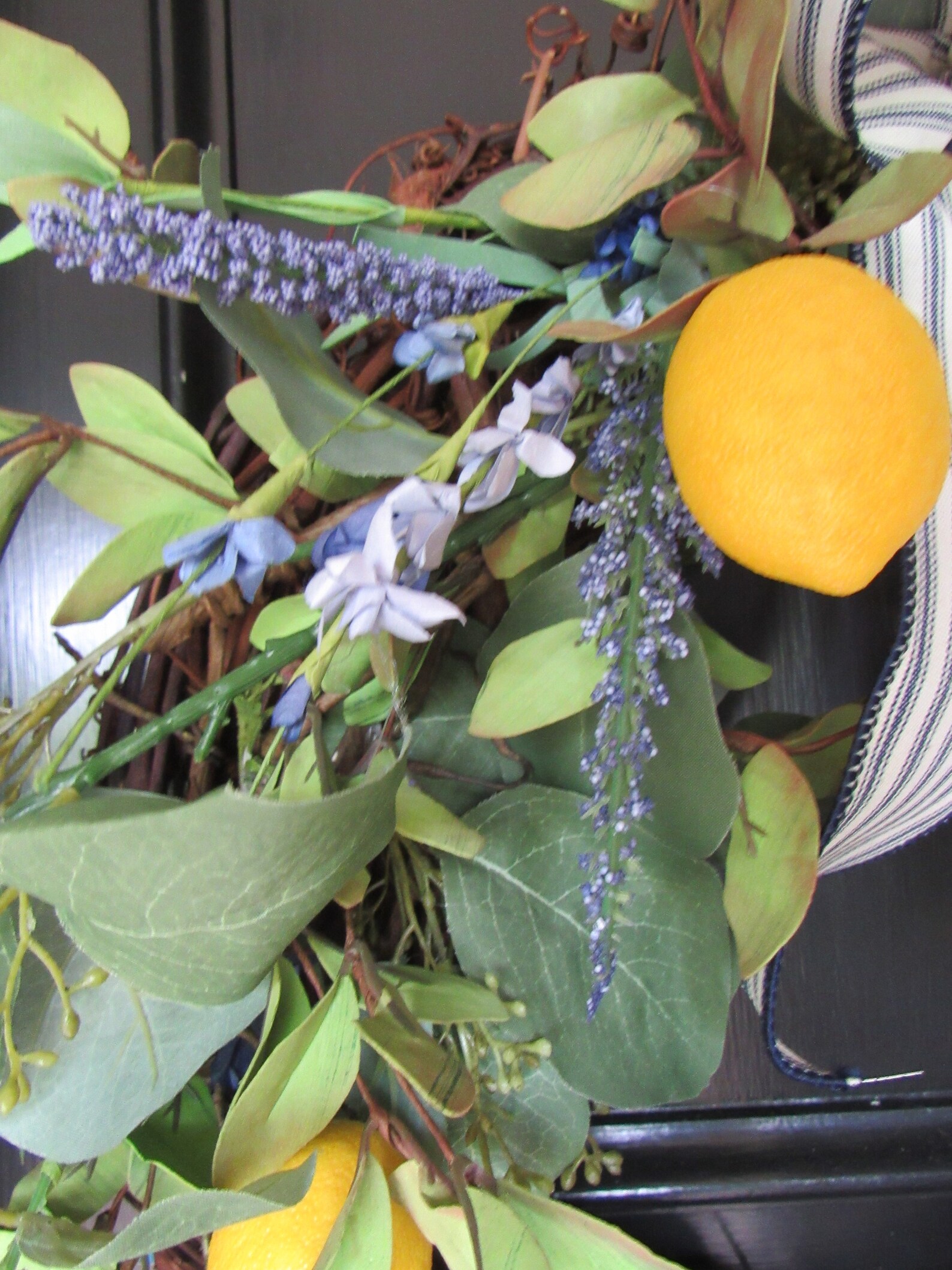 22" Lemon Greenery Wreath Lavender Lemon Door Decor Eucalyptus Wreath ...
