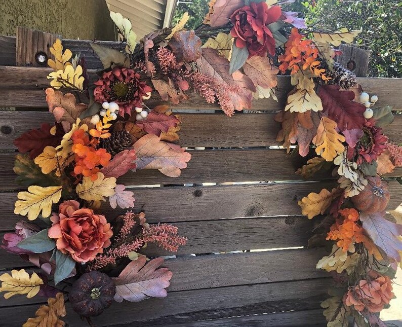 Fall Leaf Garland Fall Table Decor Pumpkin Door Decor Fall - Etsy