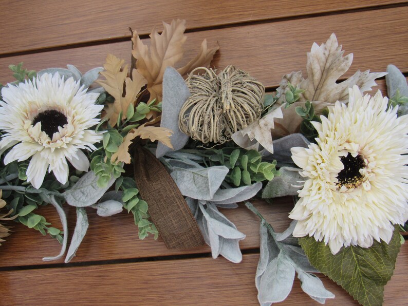 Fall Sunflower Garland Beige Cream Sunflower Greenery - Etsy
