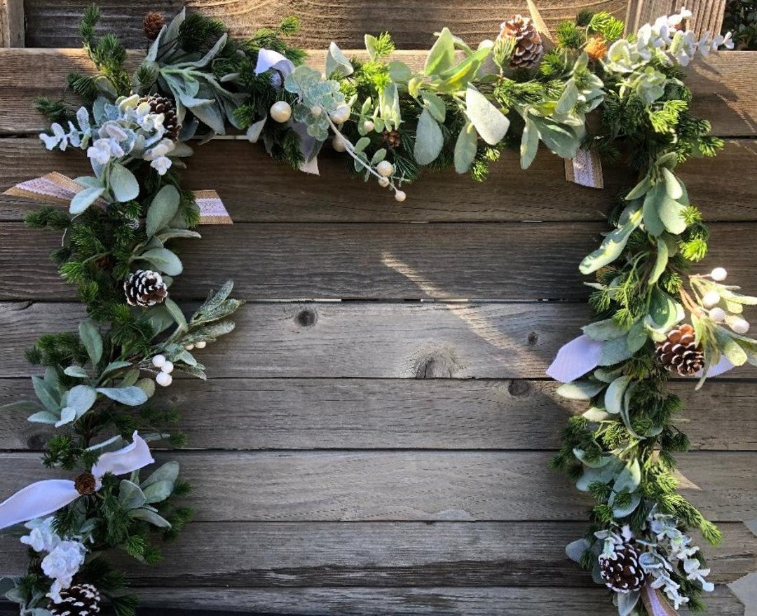 Winter Garland Winter Table Decor Winter Mantel Swag Winter Eucalyptus ...