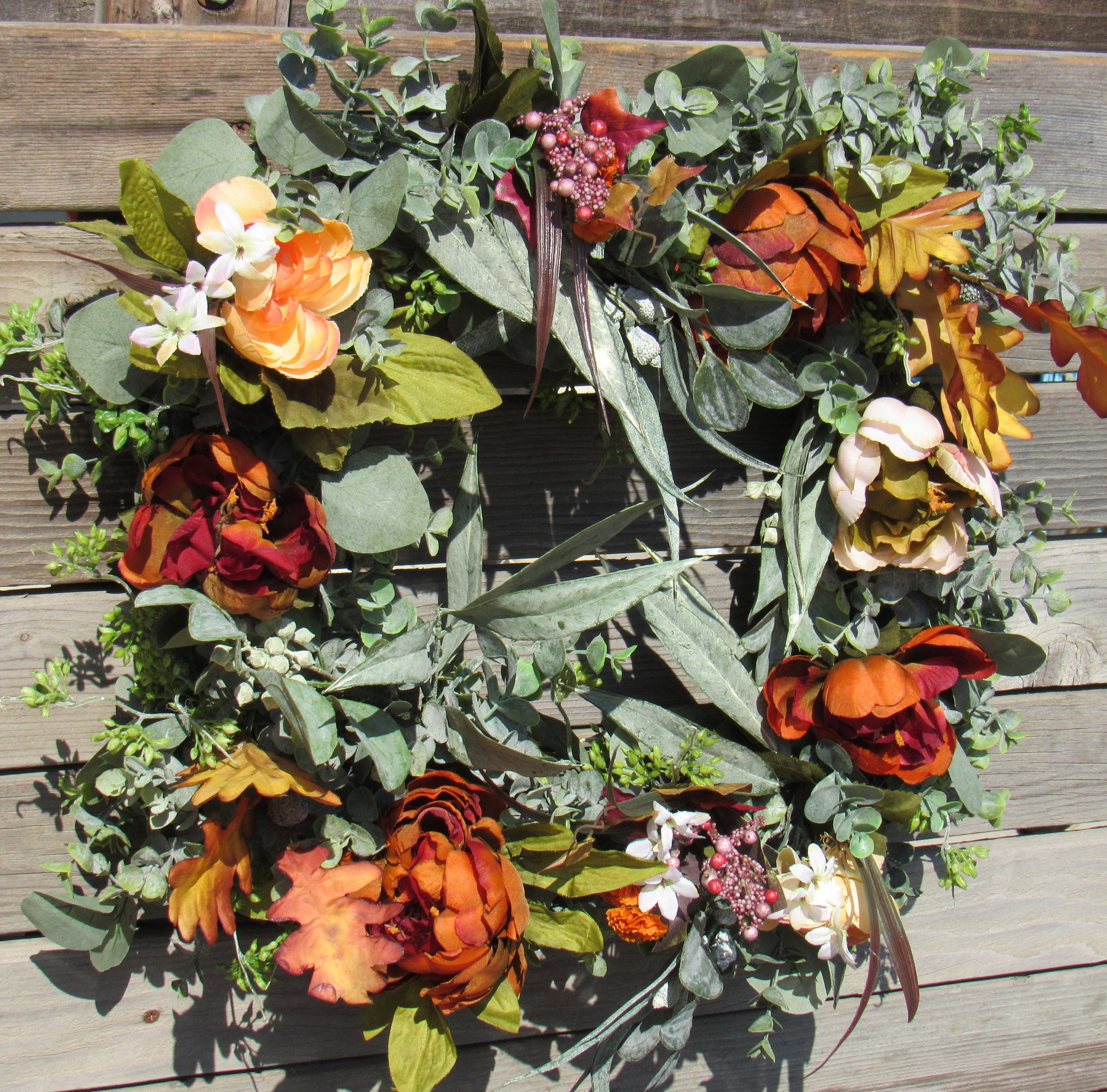 Fall Peony Wreath Square Peony Greenery Wreath Eucalyptus | Etsy
