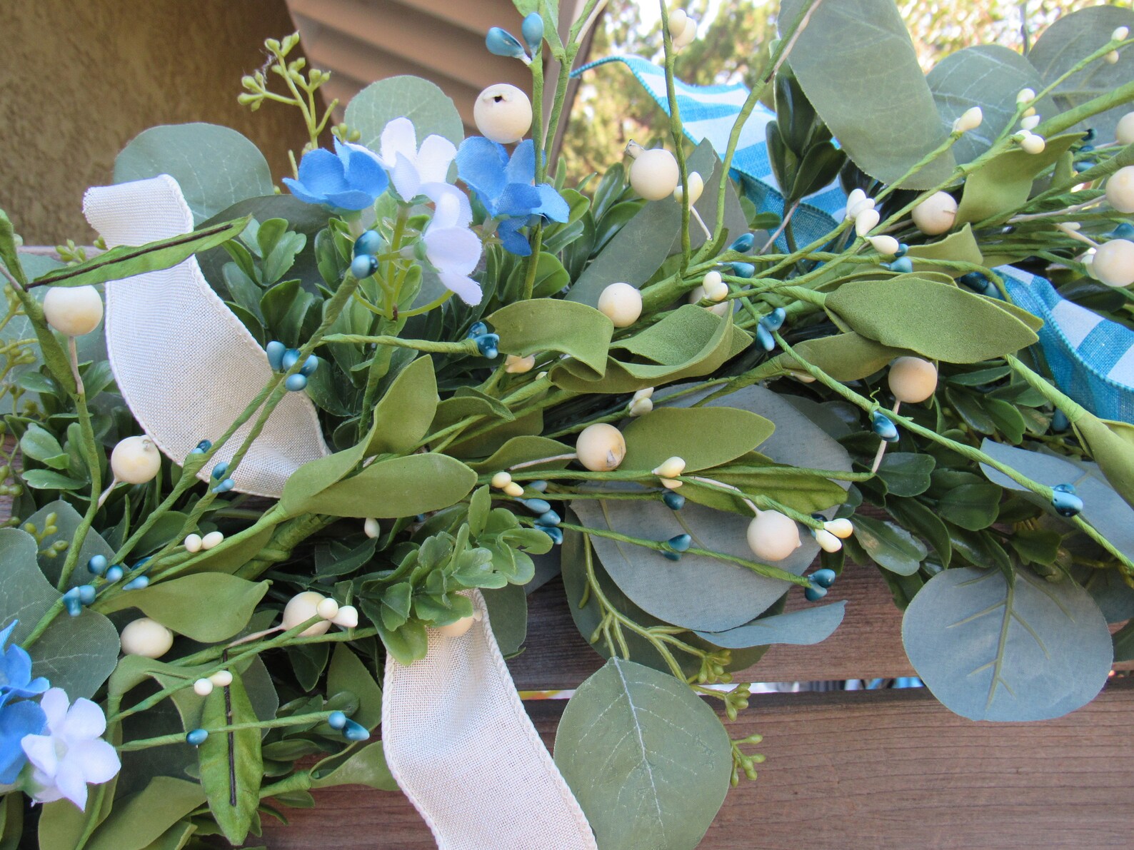 Spring Flower Garland Blue White Flower Swag Easter Mantel - Etsy