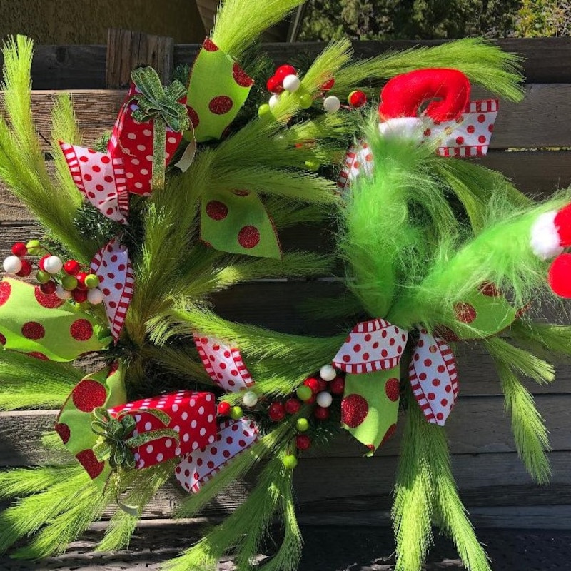 Christmas Grinch Wreath - Etsy