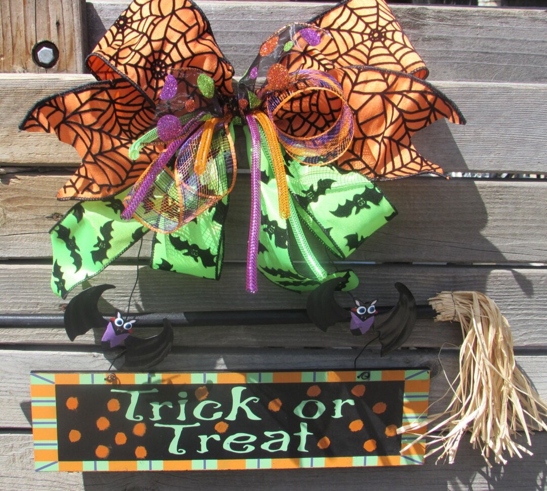 Halloween Door Decor Trick or Treat Door Decor Spider Web Door Decor ...