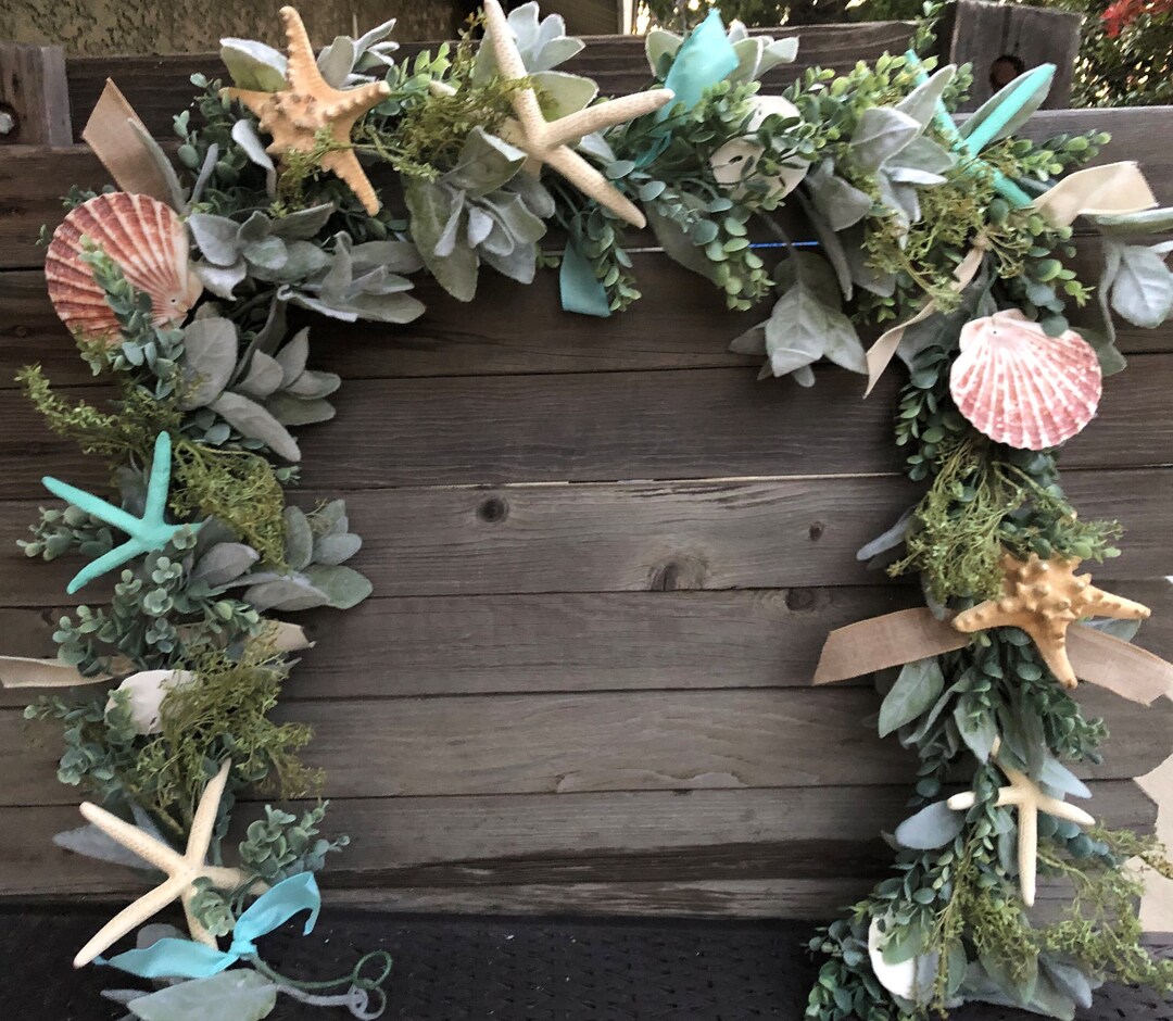 Summer Garland Beach Mantel Swag Beach Door Decor Starfish Table ...