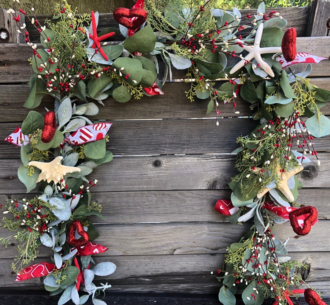 Valentine's Day Garland Valentine's Beach Table Decor Red Starfish ...