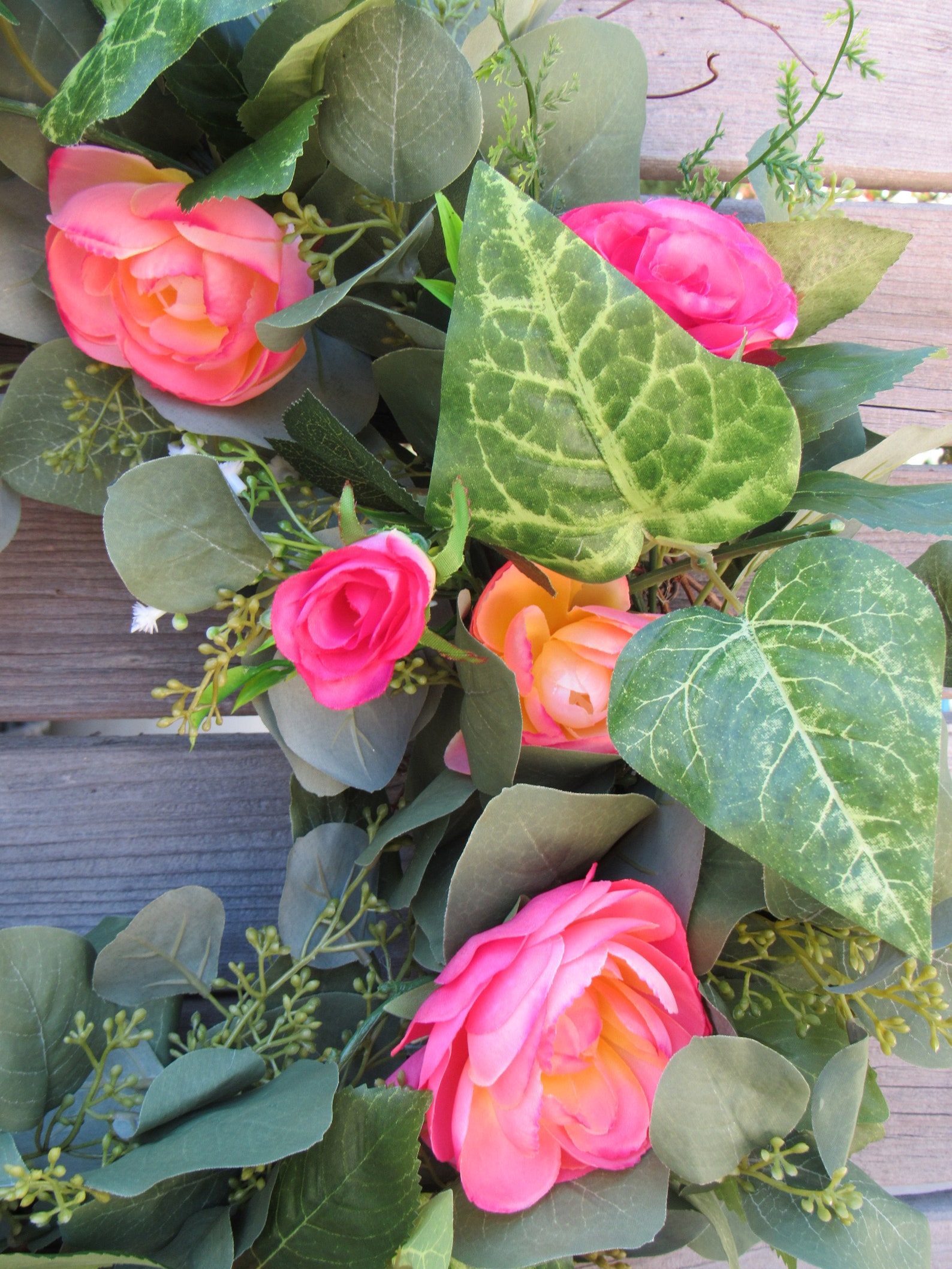 Spring Rose Wreath Spring Eucalyptus Door Decor Everyday Pink | Etsy