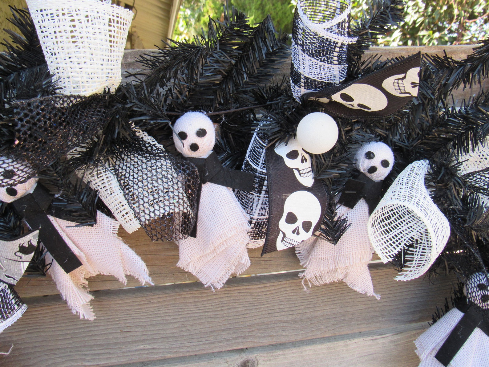 Halloween Garland Ghost Garland Ghost Mantel Swag Skull - Etsy