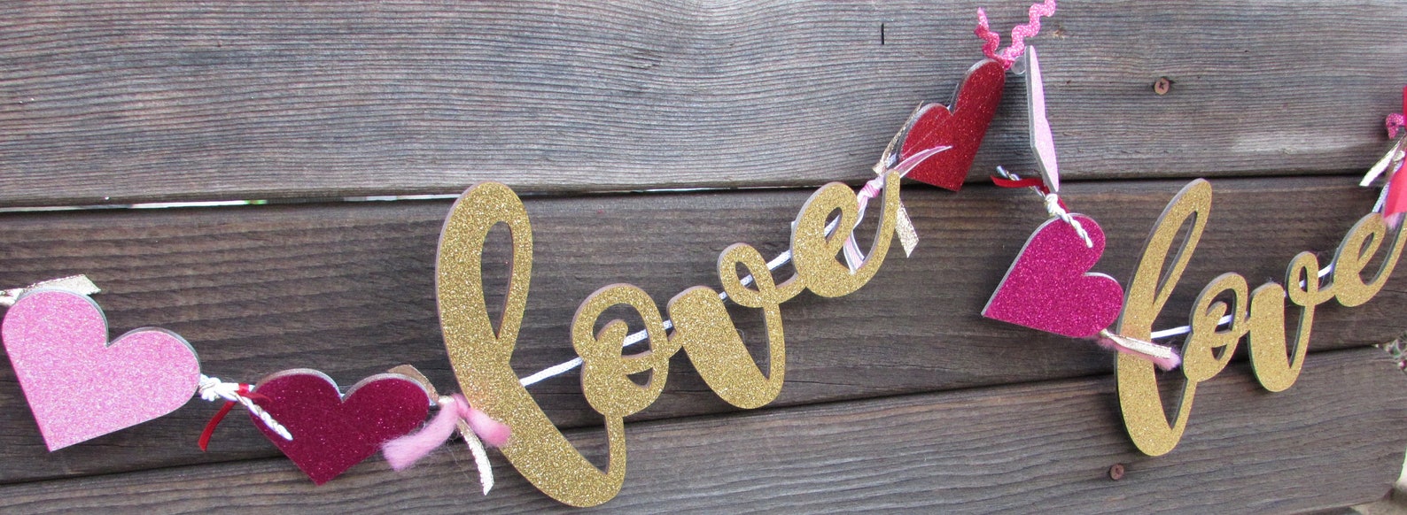 Valentine's Day Banner Valentine's Day Garland Glittery Heart Banner ...
