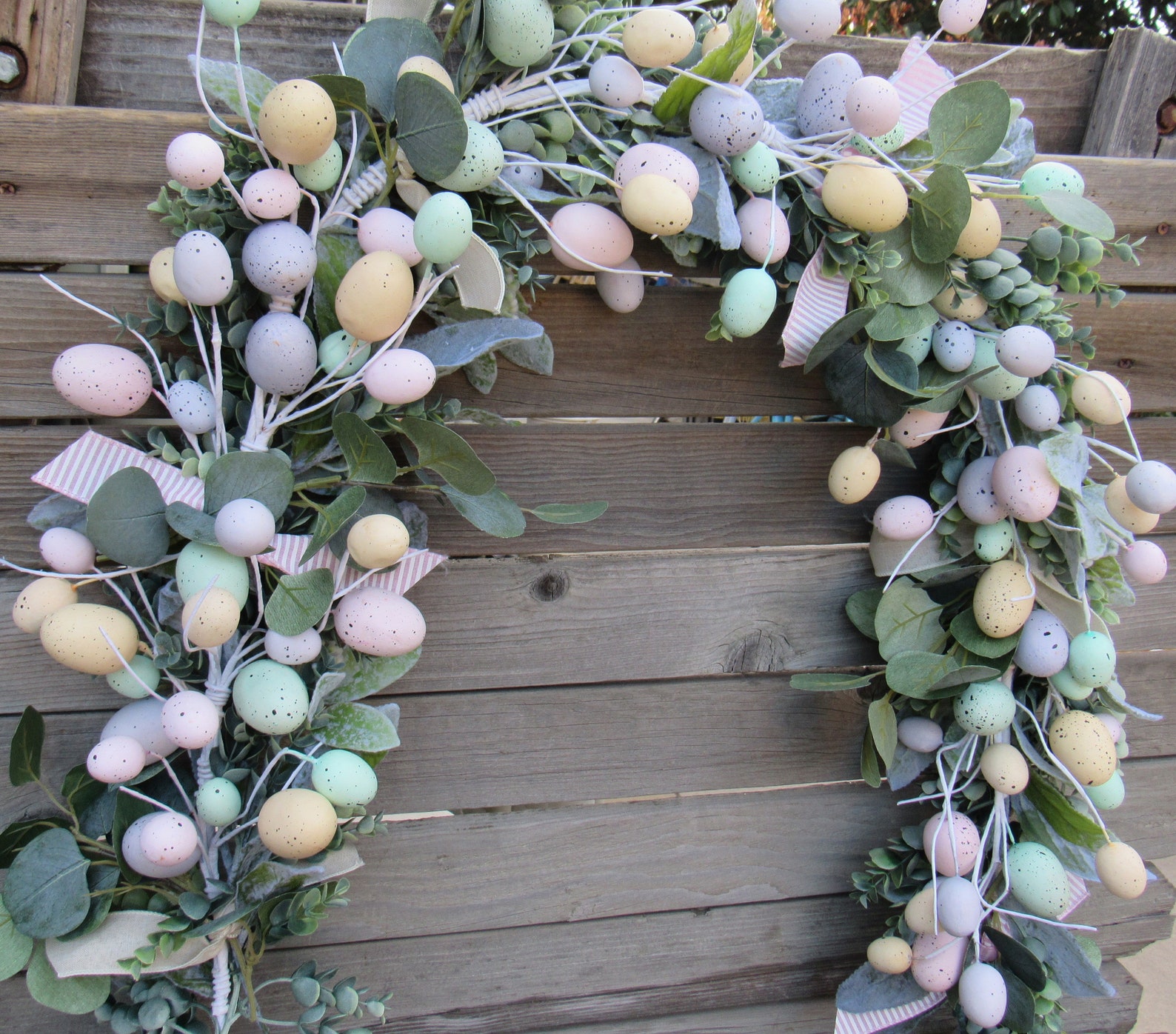 Easter Egg Garland Easter Greenery Swag Spring Eucalyptus Mantel Swag ...