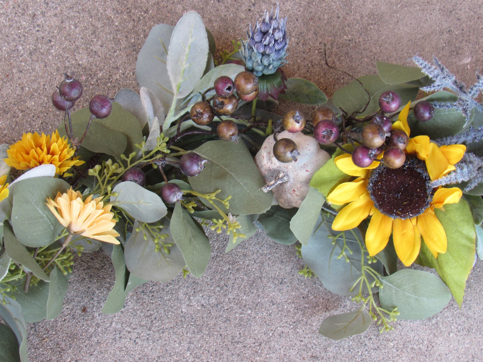 Fall Sunflower Garland Pumpkin Gourd Greenery Swag Fall - Etsy