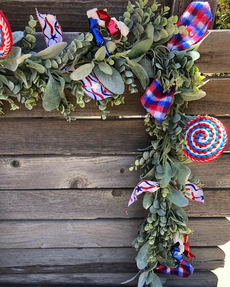 4th of July Garland, July 4th Table Decor, Patriotic Door Decor 4th of ...