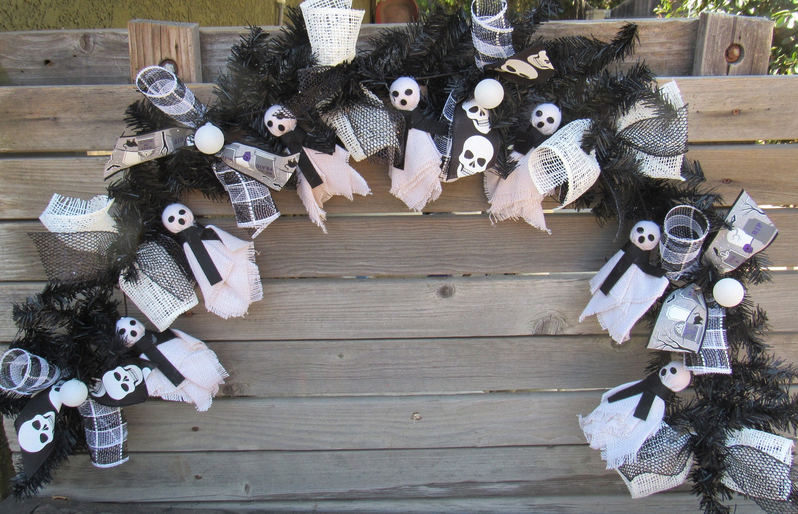 Halloween Garland Ghost Garland Ghost Mantel Swag Skull - Etsy