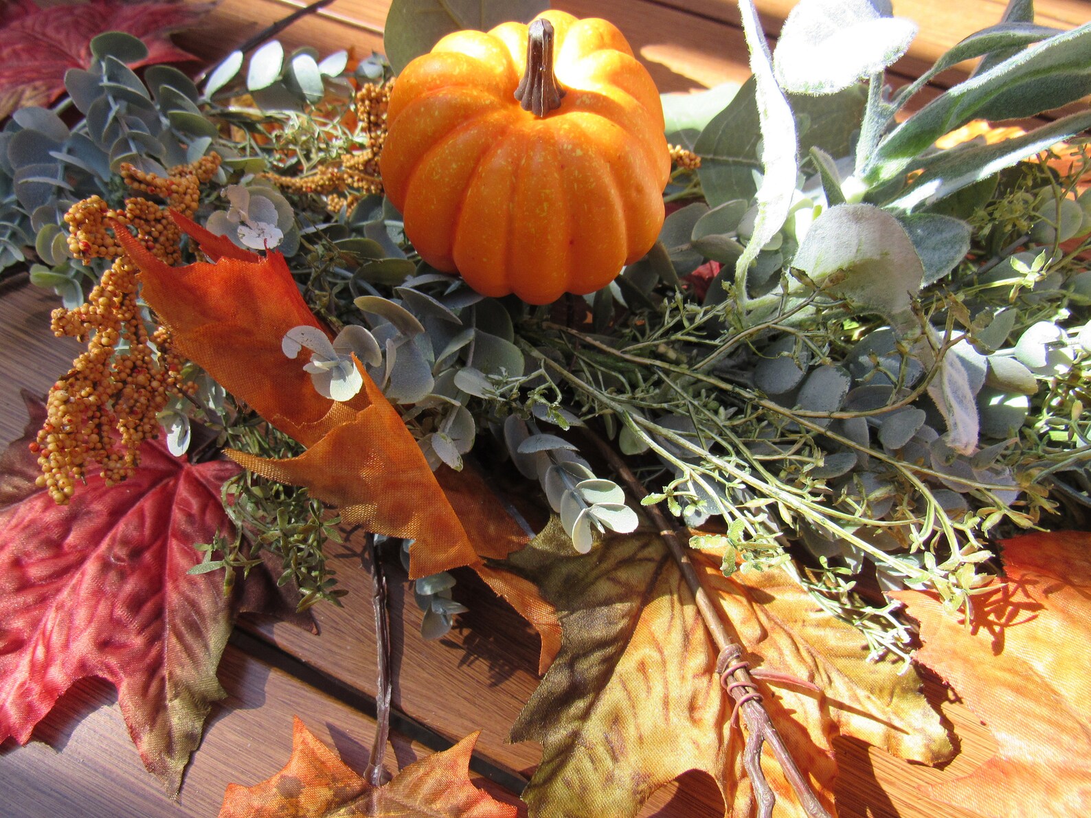 Fall Greenery Garland Fall Leaf Table Decor Eucalyptus Pumpkin | Etsy