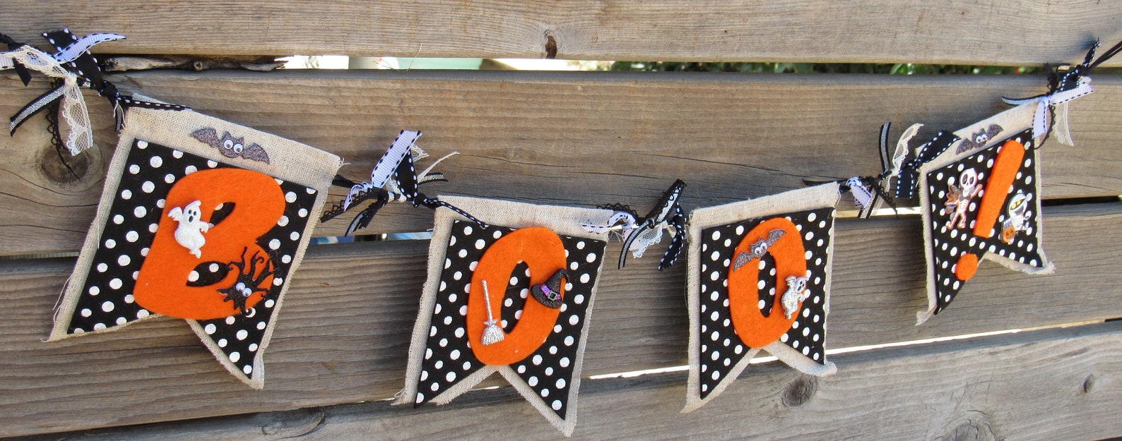 Halloween Pennant Banner Boo Garland Black Orange Ghost Boo - Etsy