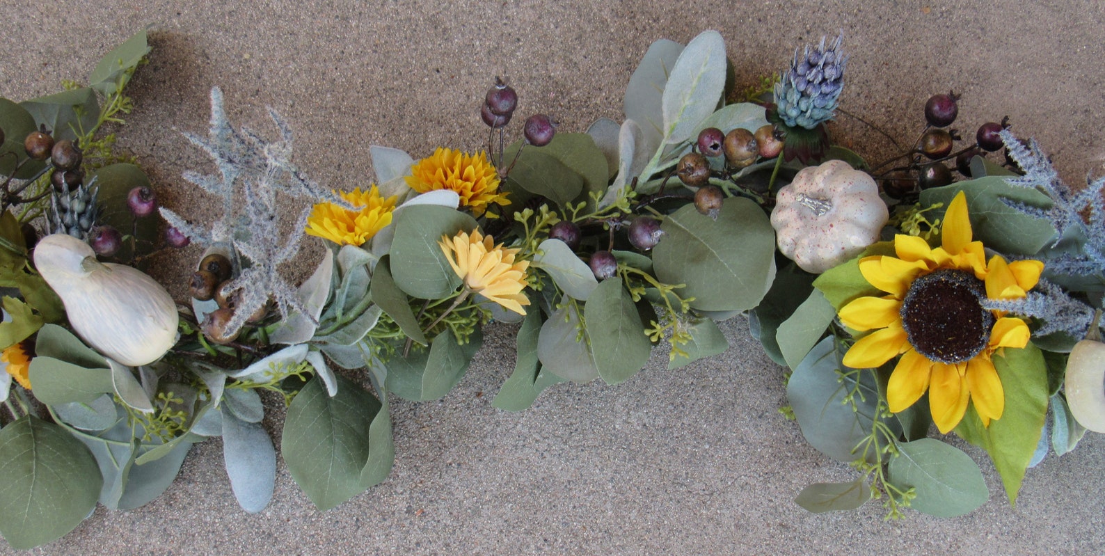 Fall Sunflower Garland Pumpkin Gourd Greenery Swag Fall - Etsy
