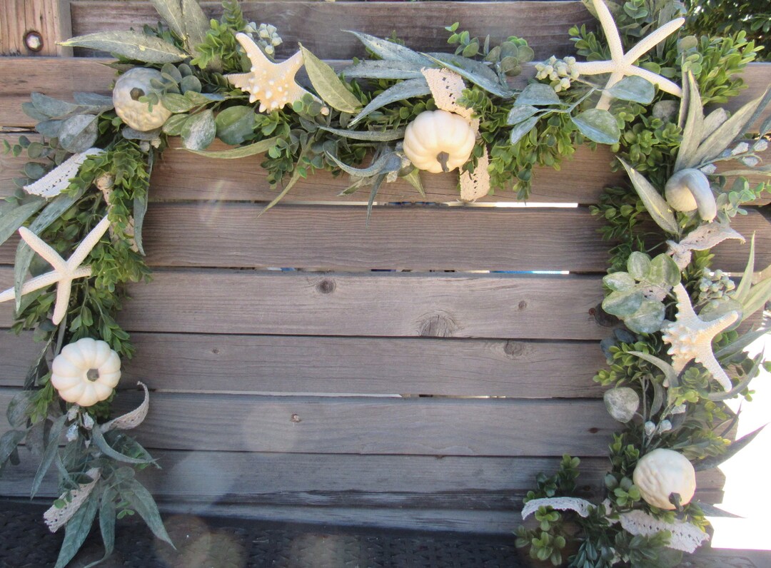 Fall Beach Garland Thanksgiving Beach Table Decor Pumpkin Starfish ...