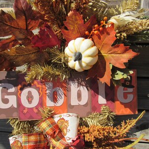 Thanksgiving Wreath Thanksgiving Door Decor Fall Pumpkin Swag Gobble ...