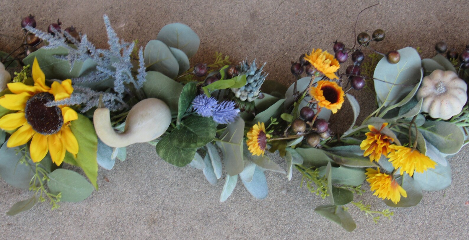 Fall Sunflower Garland Pumpkin Gourd Greenery Swag Fall - Etsy