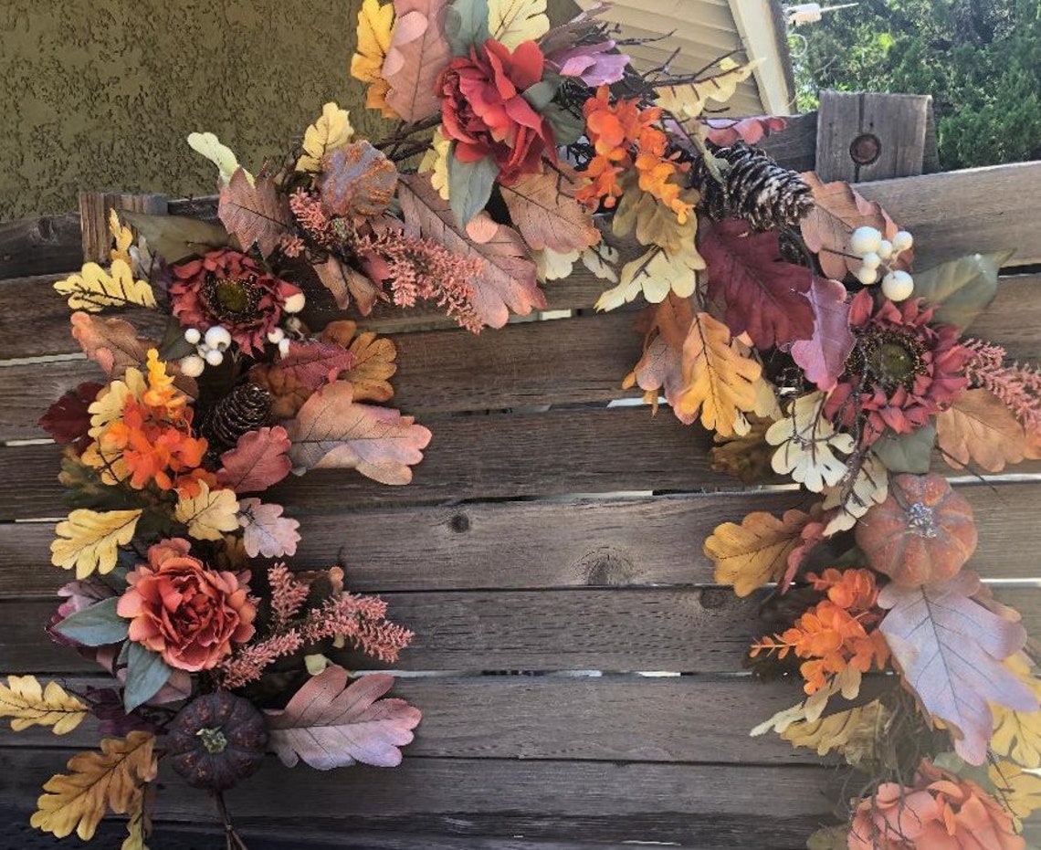 Fall Leaf Garland Fall Table Decor Pumpkin Door Decor Fall Sunflower ...