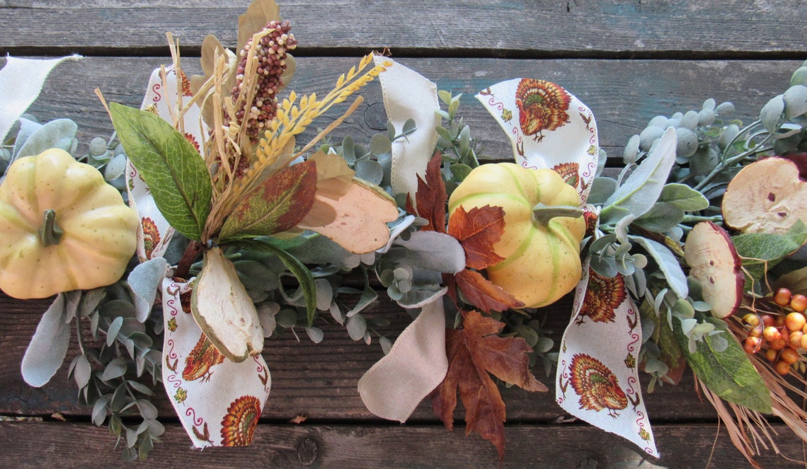 Fall Harvest Garland Pumpkin Table Decor Fall Centerpiece Turkey ...