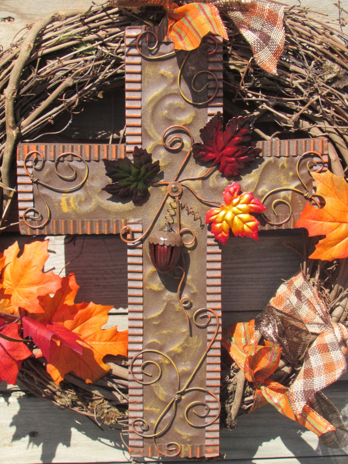 18 Religious Fall Wreath Cross Fall Wreath Fall | Etsy