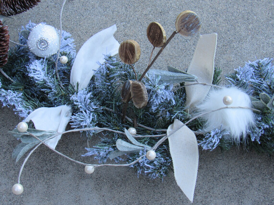 Winter Garland Winter Table Decor Ice Skate Snowy Pine Garland | Etsy