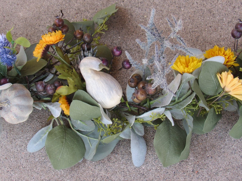 Fall Sunflower Garland Pumpkin Gourd Greenery Swag Fall - Etsy