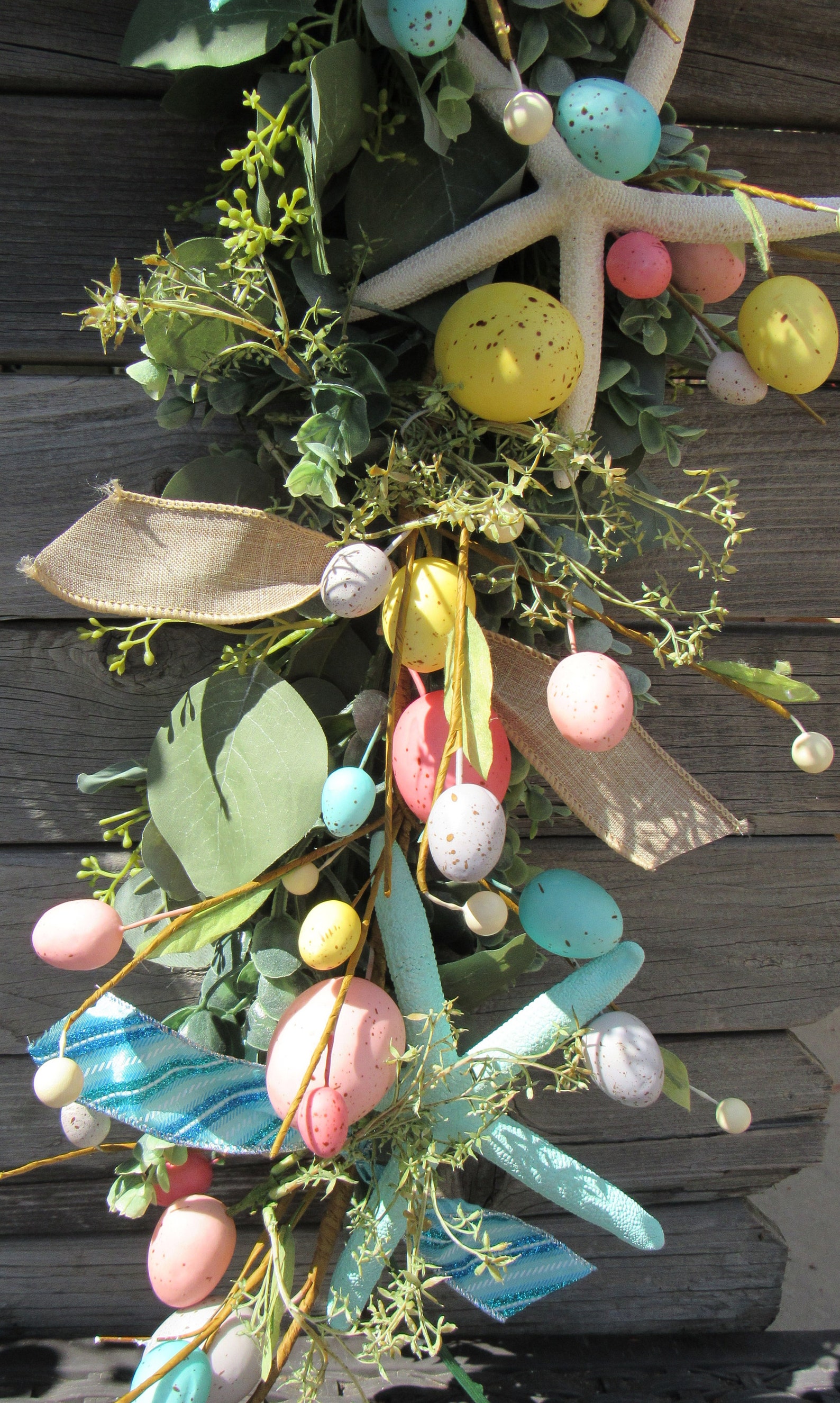Easter Beach Garland Easter Egg Starfish Swag Egg Starfish Greenery ...