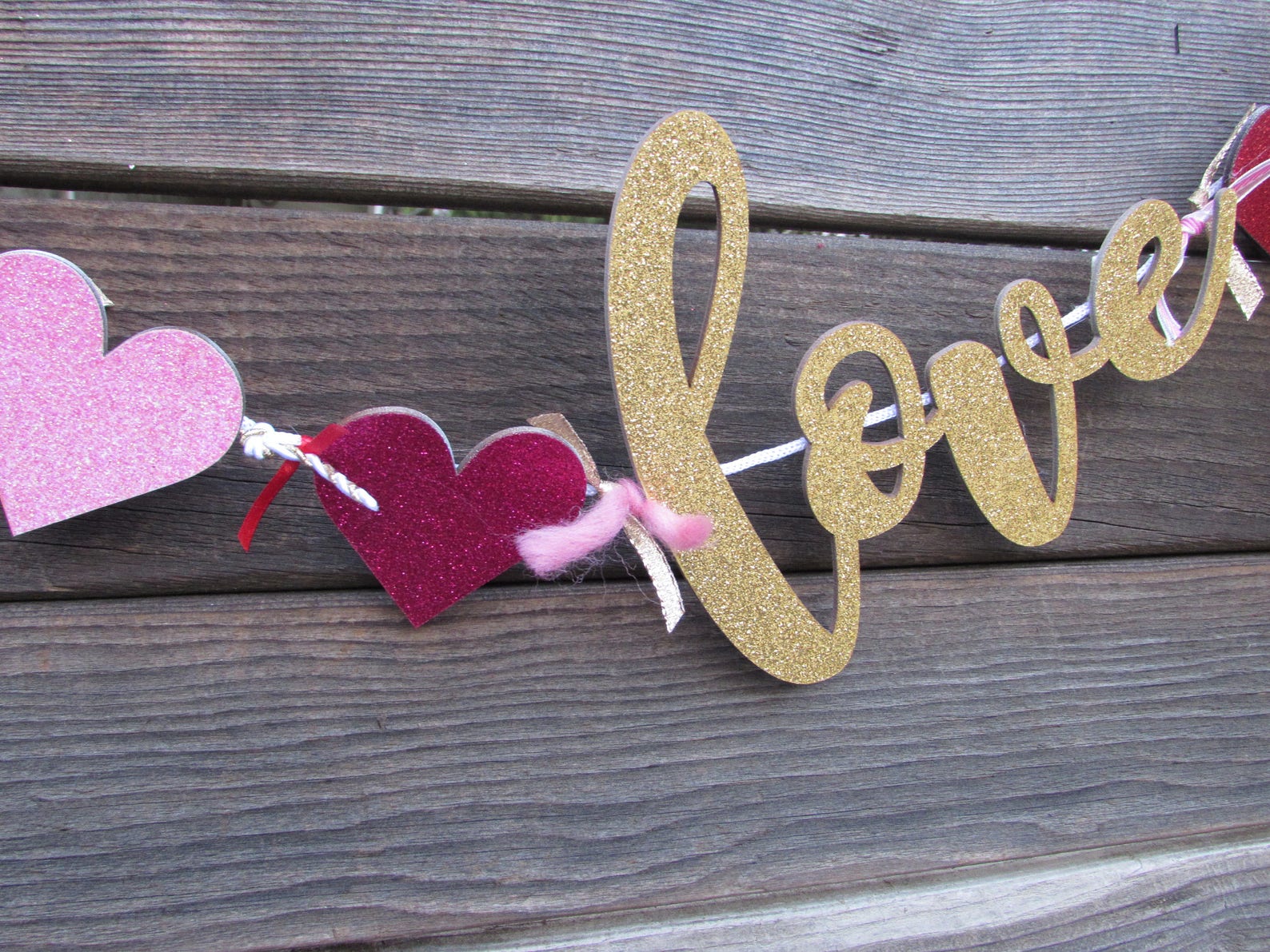 Valentine's Day Banner Valentine's Day Garland Glittery Heart Banner ...