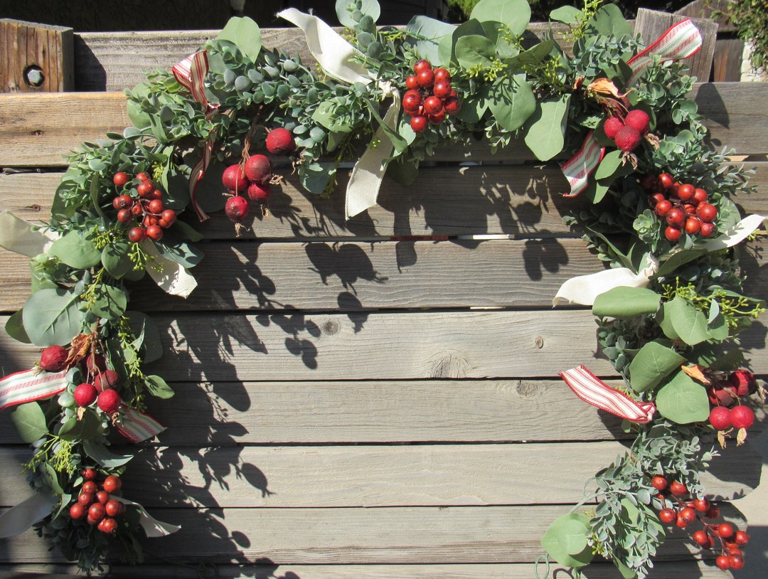 Christmas Berry Garland Christmas Eucalyptus Greenery Winter Rose Hip ...
