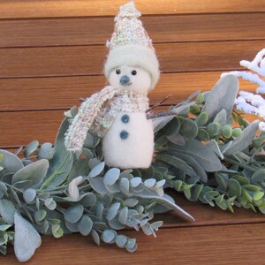 5' Winter Table Greenery Snowman Winter Table Decor Lamb's Ear ...