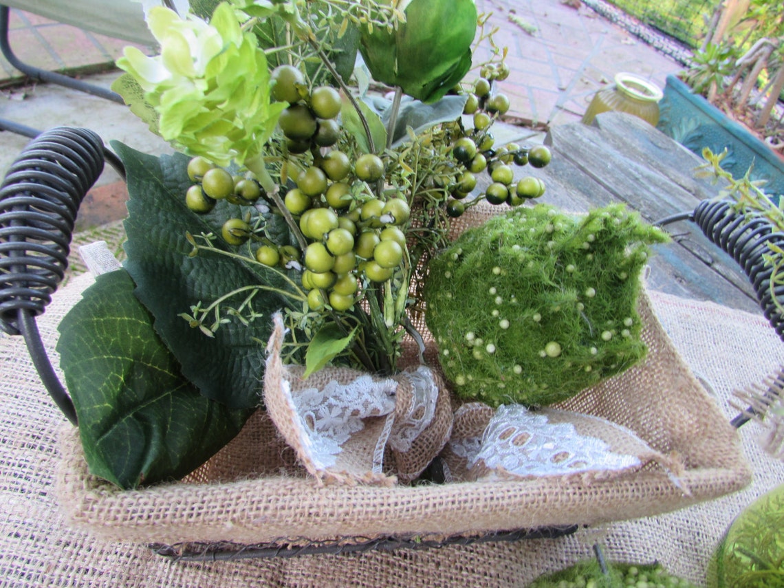 Floral Arrangement Summer Greenery Basket Floral Table Decor - Etsy