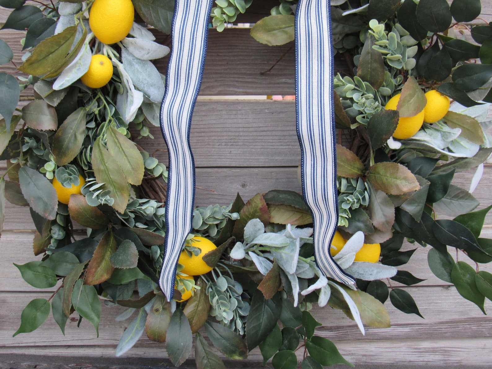 Lemon Greenery Wreath Lemon Eucalyptus Door Decor Spring Lemon Wreath ...