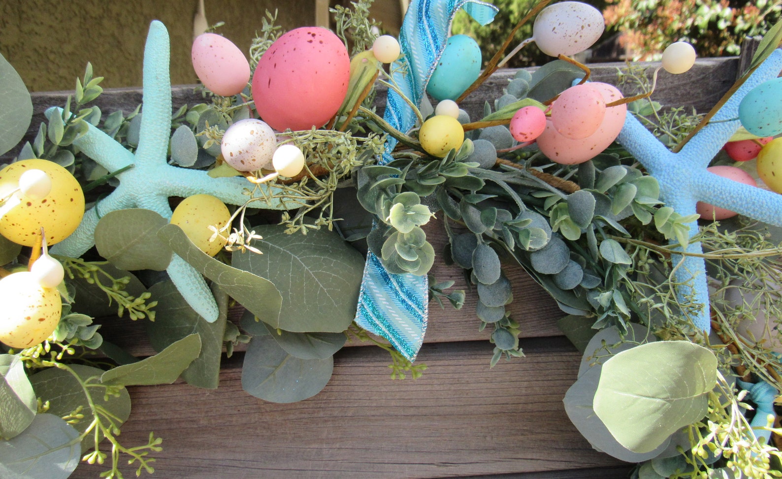 Easter Beach Garland Easter Egg Starfish Swag Egg Starfish Greenery ...
