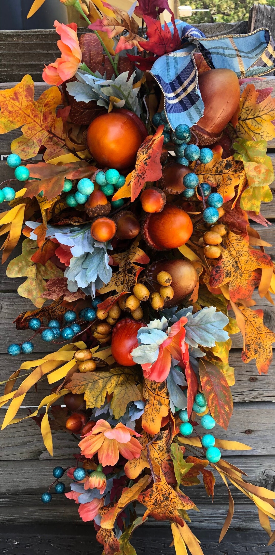 Fall Swag Fall Leaf Door Decor Fall Wreath Acorn Door Swag Thanksgiving ...
