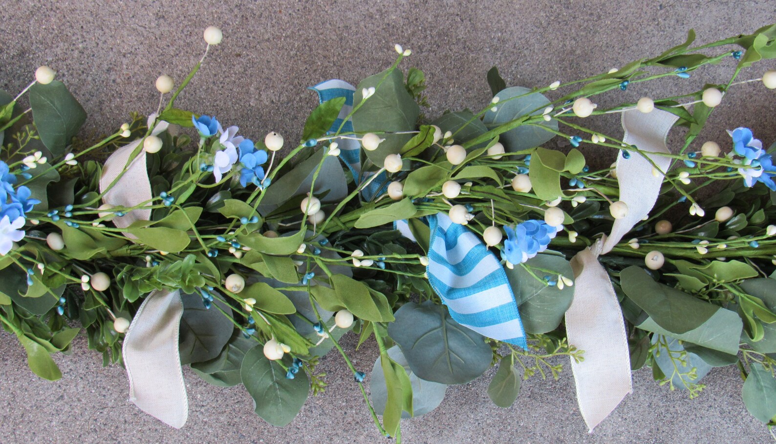 Spring Flower Garland Blue White Flower Swag Easter Mantel - Etsy