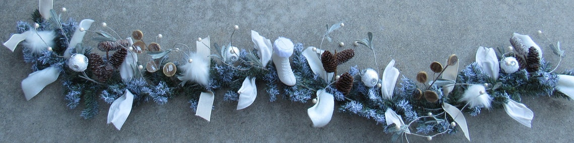 Winter Garland Winter Table Decor Ice Skate Snowy Pine Garland | Etsy