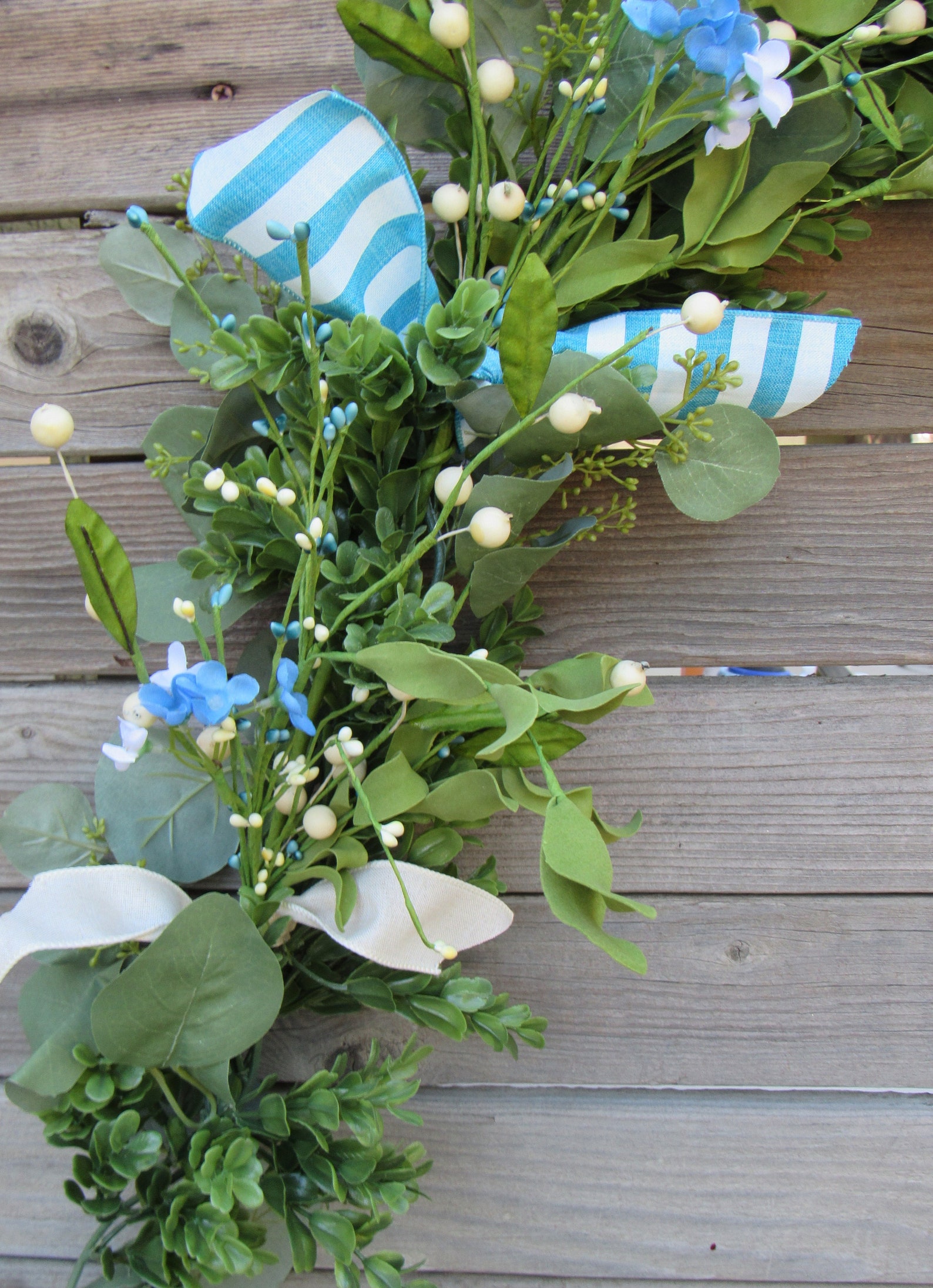 Spring Flower Garland Blue White Flower Swag Easter Mantel - Etsy