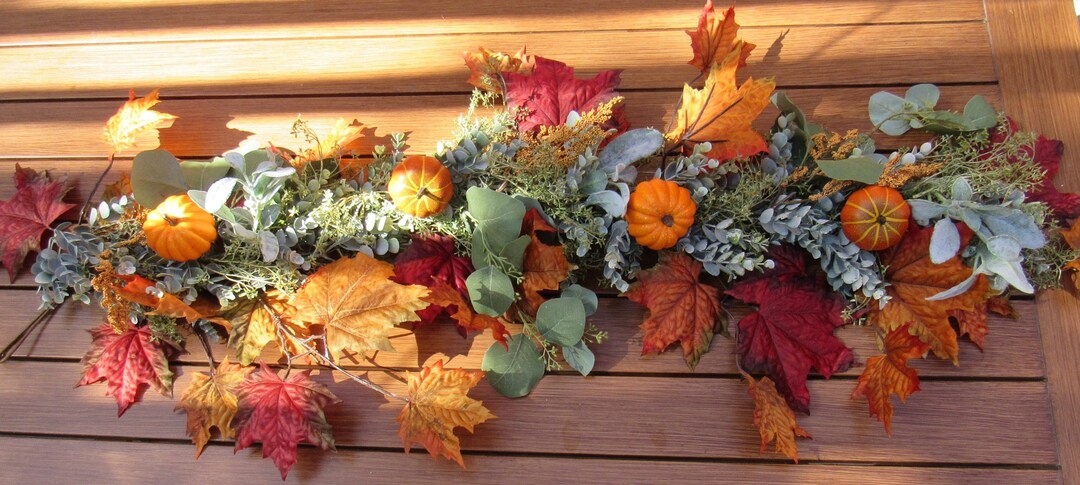 Fall Greenery Garland Fall Leaf Table Decor Eucalyptus Pumpkin ...
