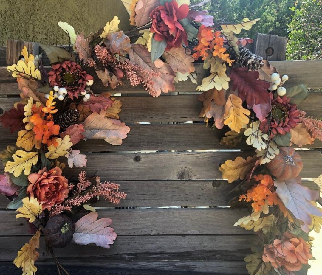Fall Leaf Garland Fall Table Decor Pumpkin Door Decor Fall Sunflower ...