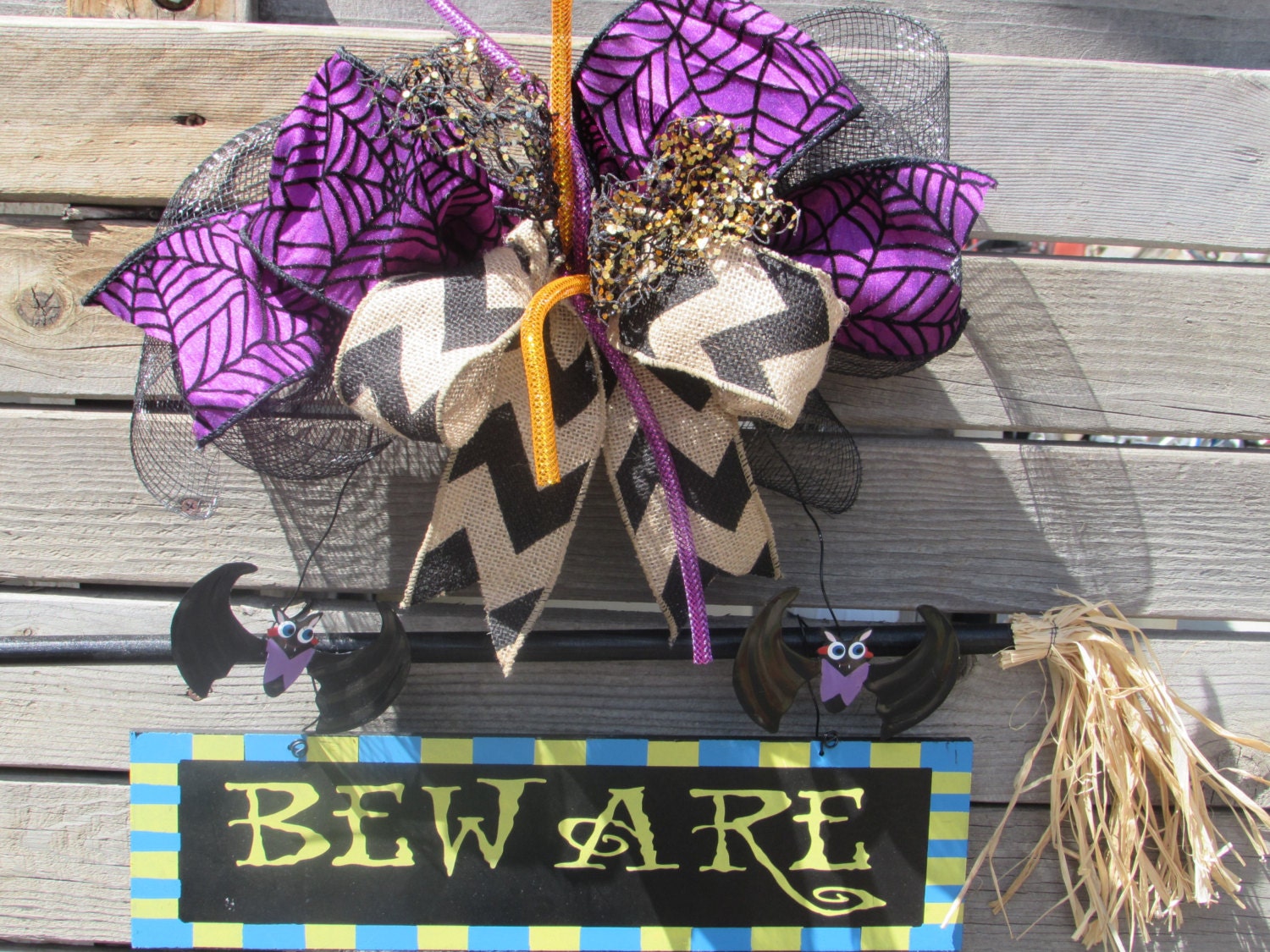 Halloween Door Decor Beware Door Decor Spider Web Door Decor - Etsy