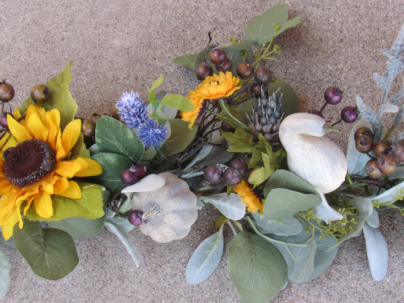 Fall Sunflower Garland Pumpkin Gourd Greenery Swag Fall - Etsy