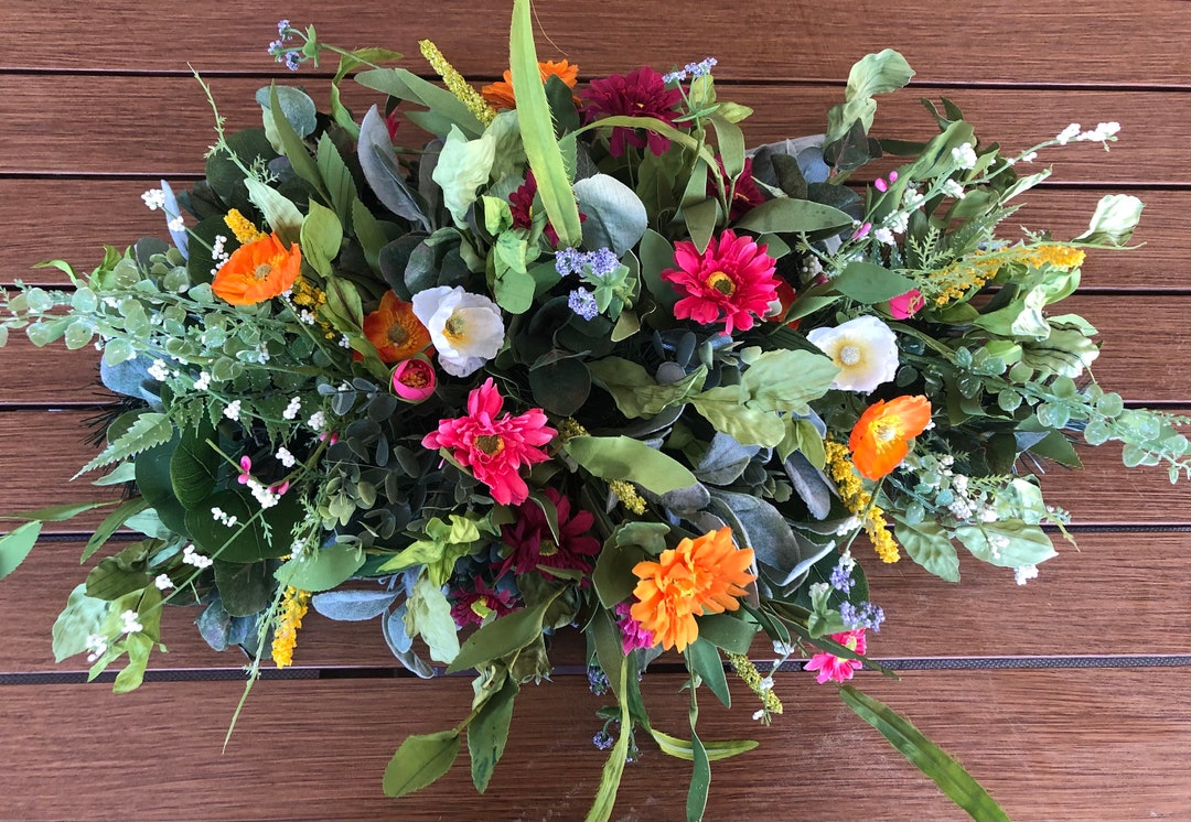 Summer Centerpiece Spring Table Decor Poppy Daisy Table Decor Orange ...