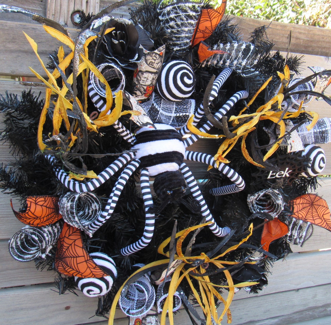 Halloween Wreath Halloween Door Decor Spider Wreath Spider Web Decor ...