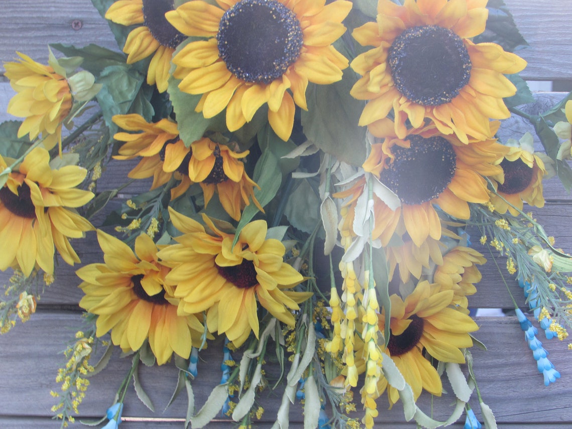 Sunflower Bouquet Sunflower Burlap Door Decor Wildflower Wall - Etsy