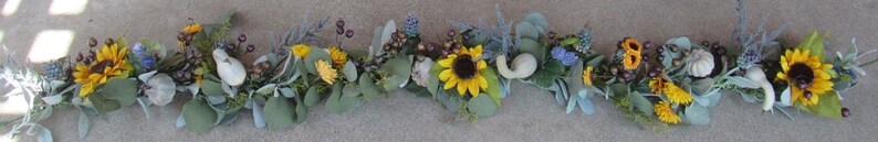 Fall Sunflower Garland Pumpkin Gourd Greenery Swag Fall - Etsy