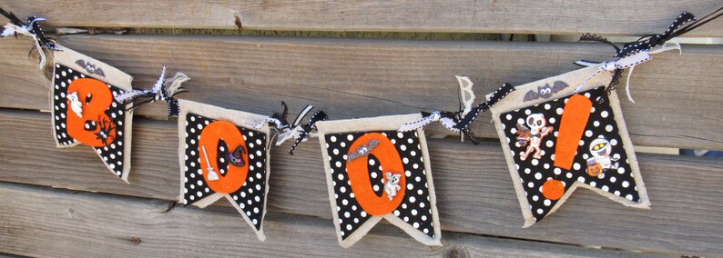 Halloween Pennant Banner Boo Garland Black Orange Ghost Boo - Etsy